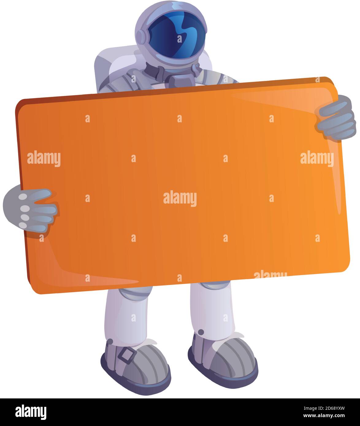 Spaceman holding blank board flat cartoon vector illustration Stock ...