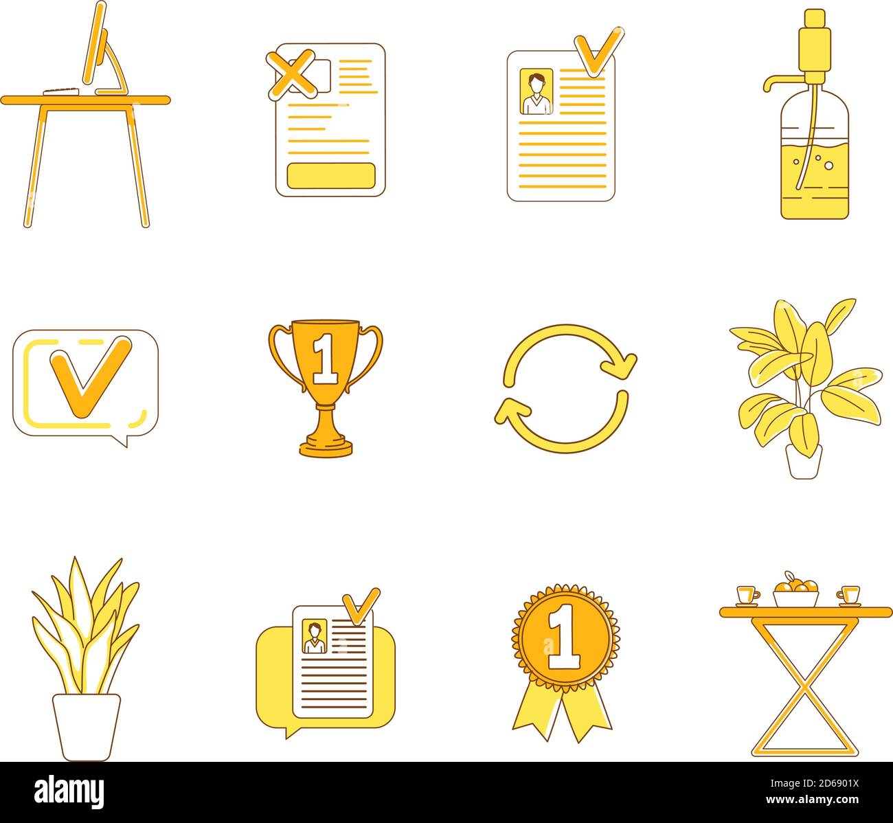 Office items yellow linear objects set Stock Vector Image & Art - Alamy
