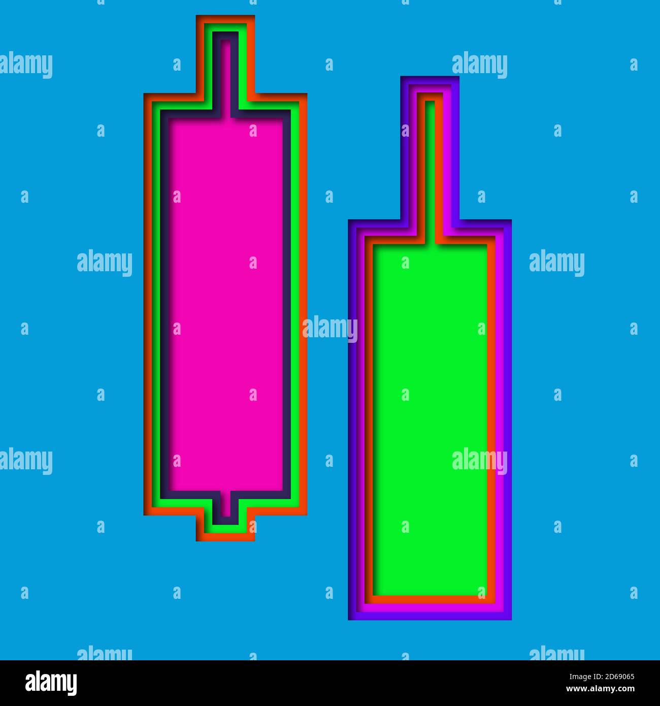 An abstract neon cutout style candlestick chart pattern background ...