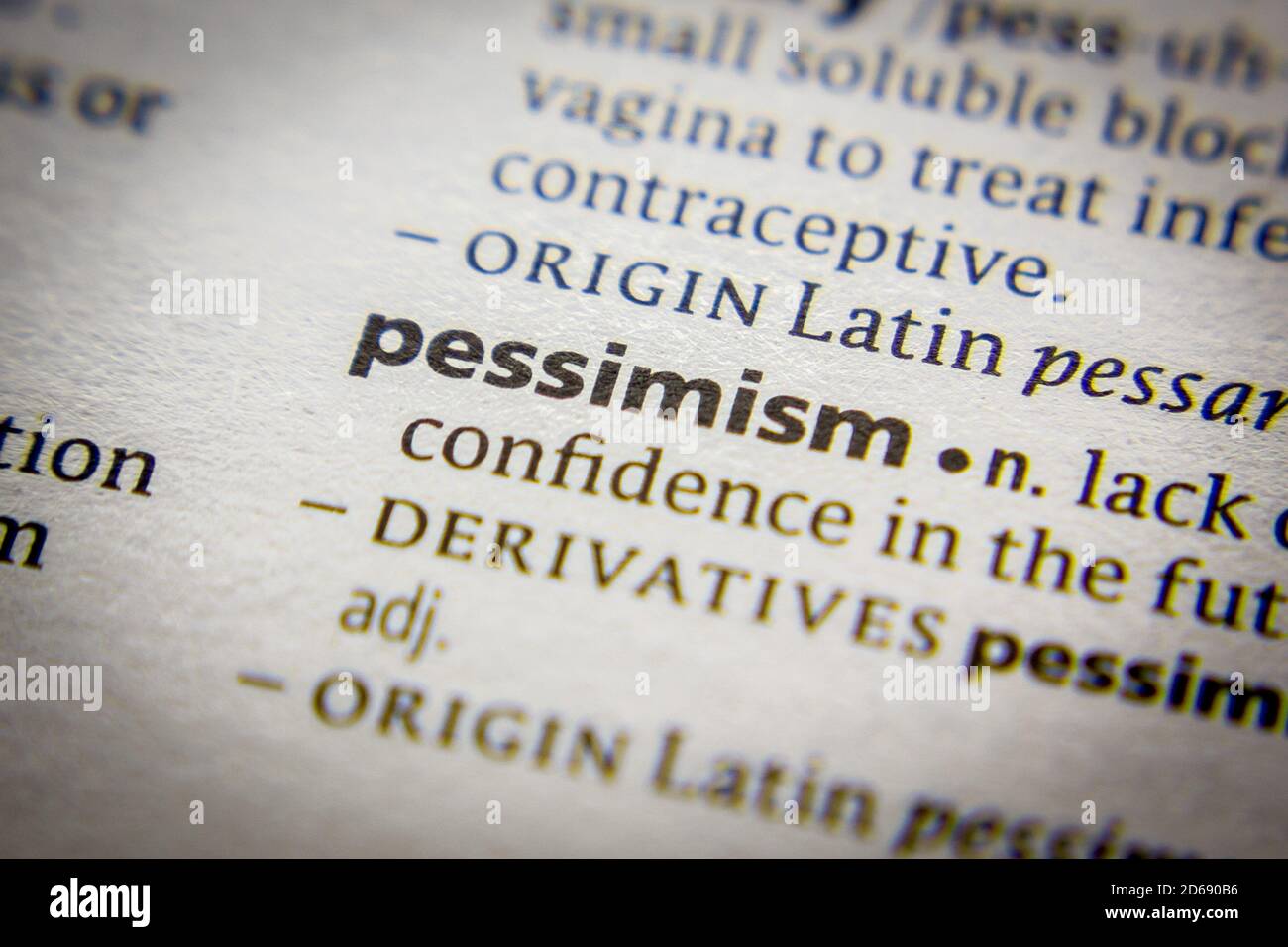 Word or phrase Pessimism in a dictionary Stock Photo - Alamy