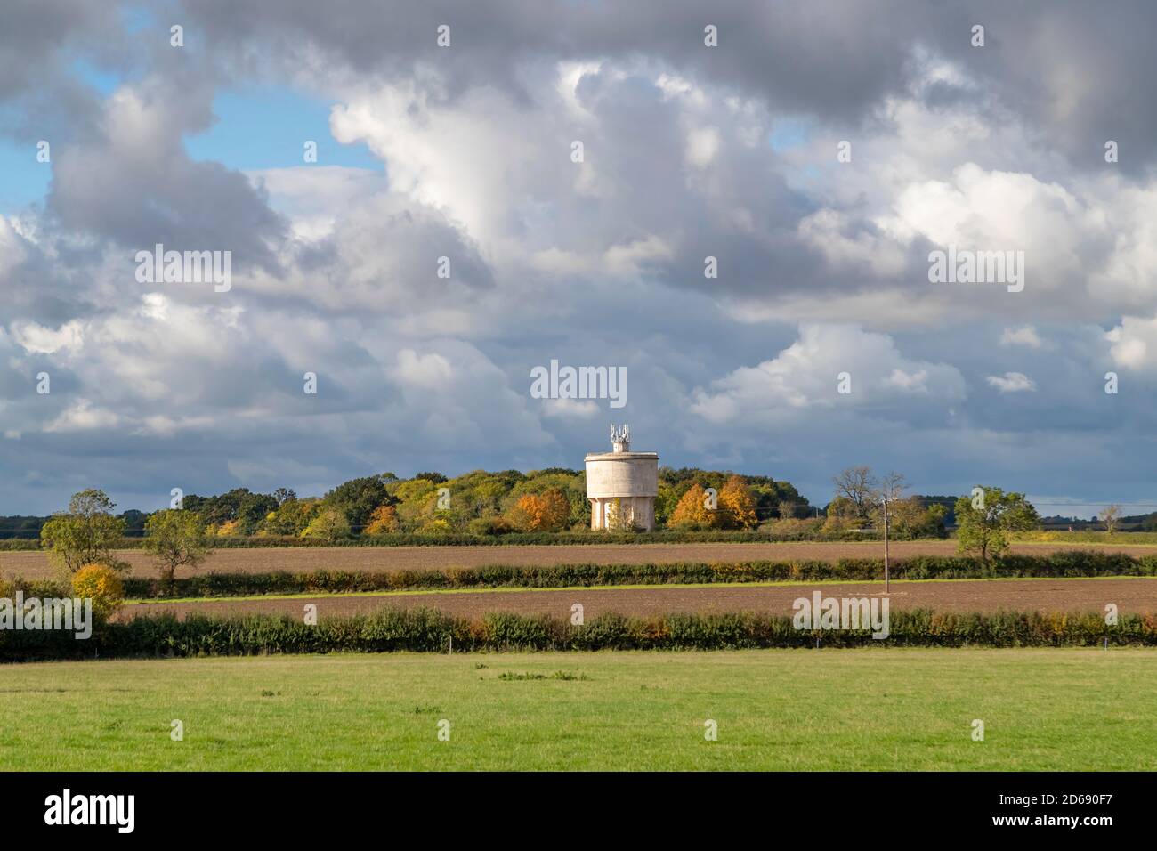 Water tower just of Roman road on the outskirts of Duston, Northampton ...