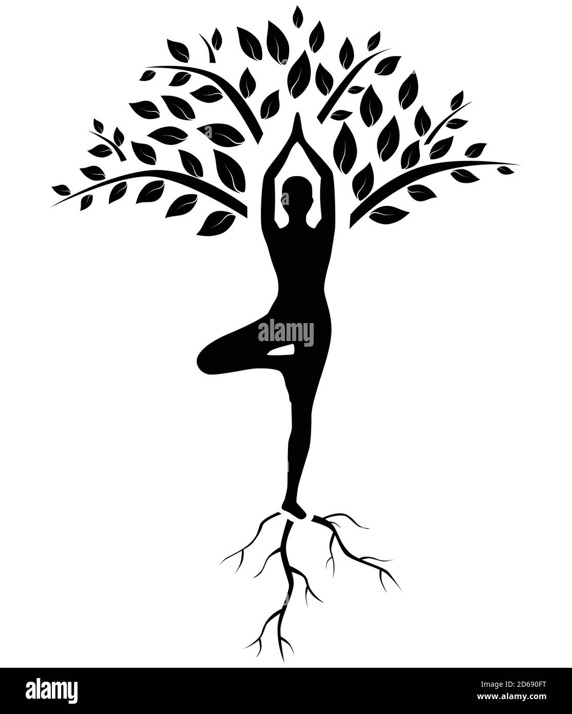 silhouette of man in tree pose in art processing . silhouette of man in ...