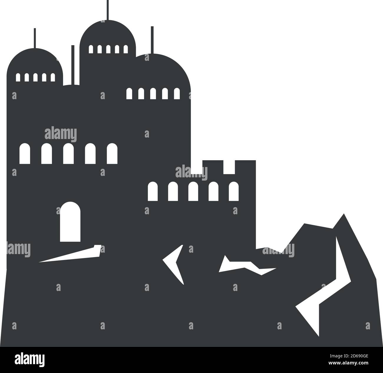 rocky mountains with construction city vector illustration silhouette ...