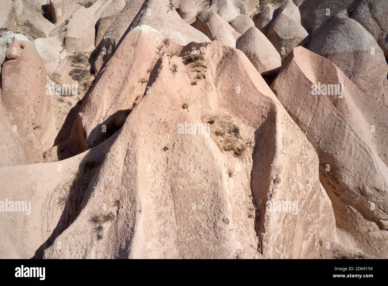 Unique geological formations in red valley, Cappadocia, Turkey Stock ...