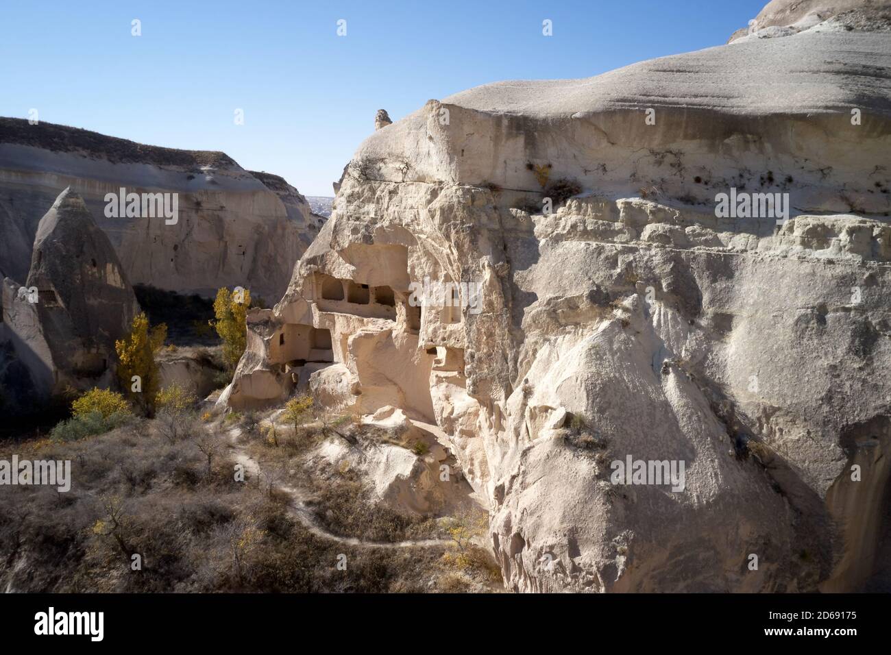 Landscape of an ancient caves of Cappadocia, Turkey Stock Photo - Alamy