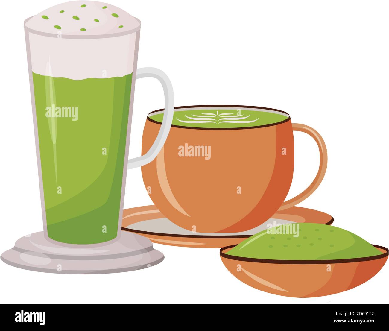 Matcha latte cartoon vector illustration Stock Vector Image & Art - Alamy