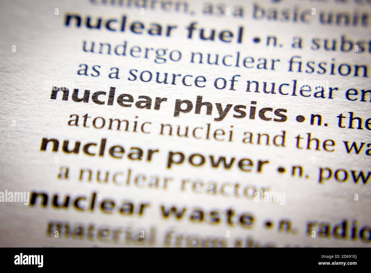 Word or phrase Nuclear physics in a dictionary Stock Photo - Alamy