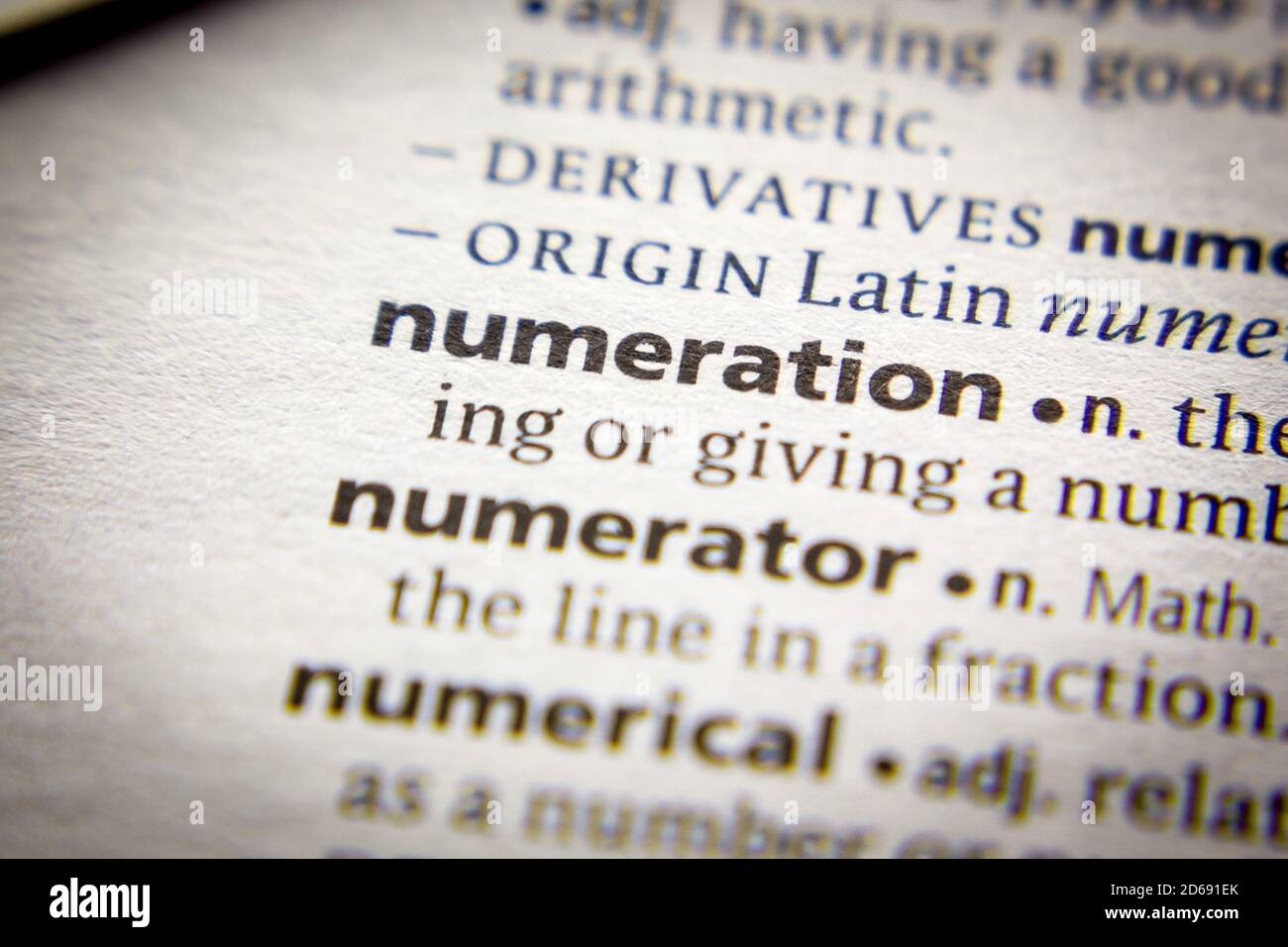 Word or phrase Numeration in a dictionary Stock Photo - Alamy