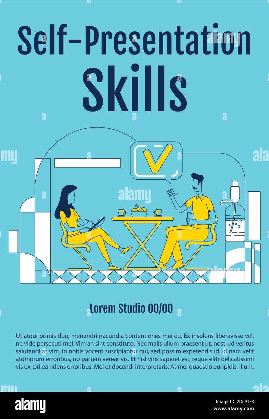 Self presentation skills poster flat silhouette vector template Stock ...