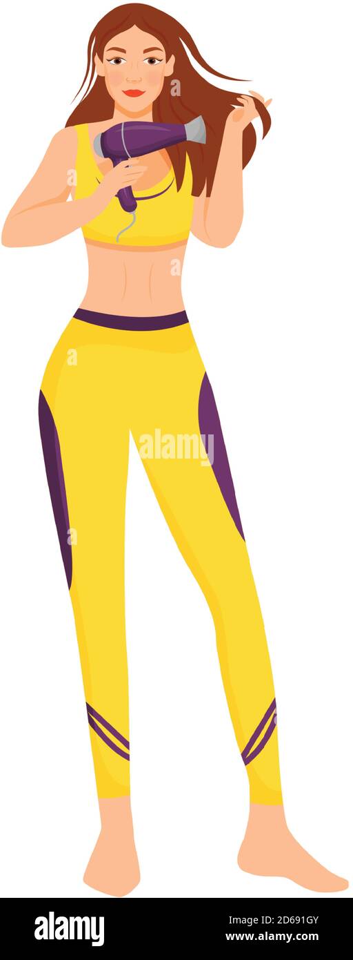 Woman drying wet hair flat color vector faceless character Stock Vector ...