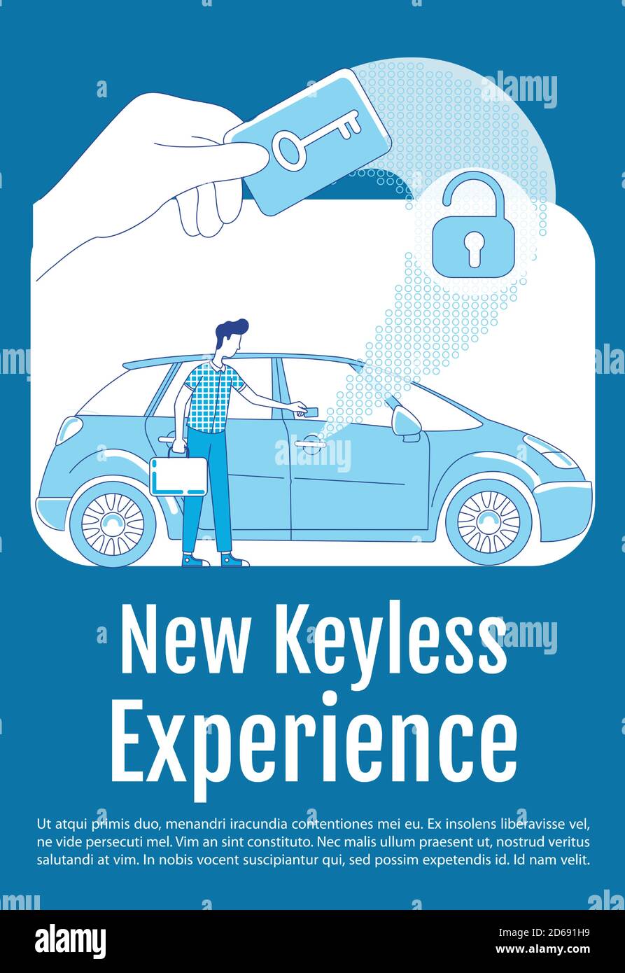 New keyless experience poster flat silhouette vector template Stock ...