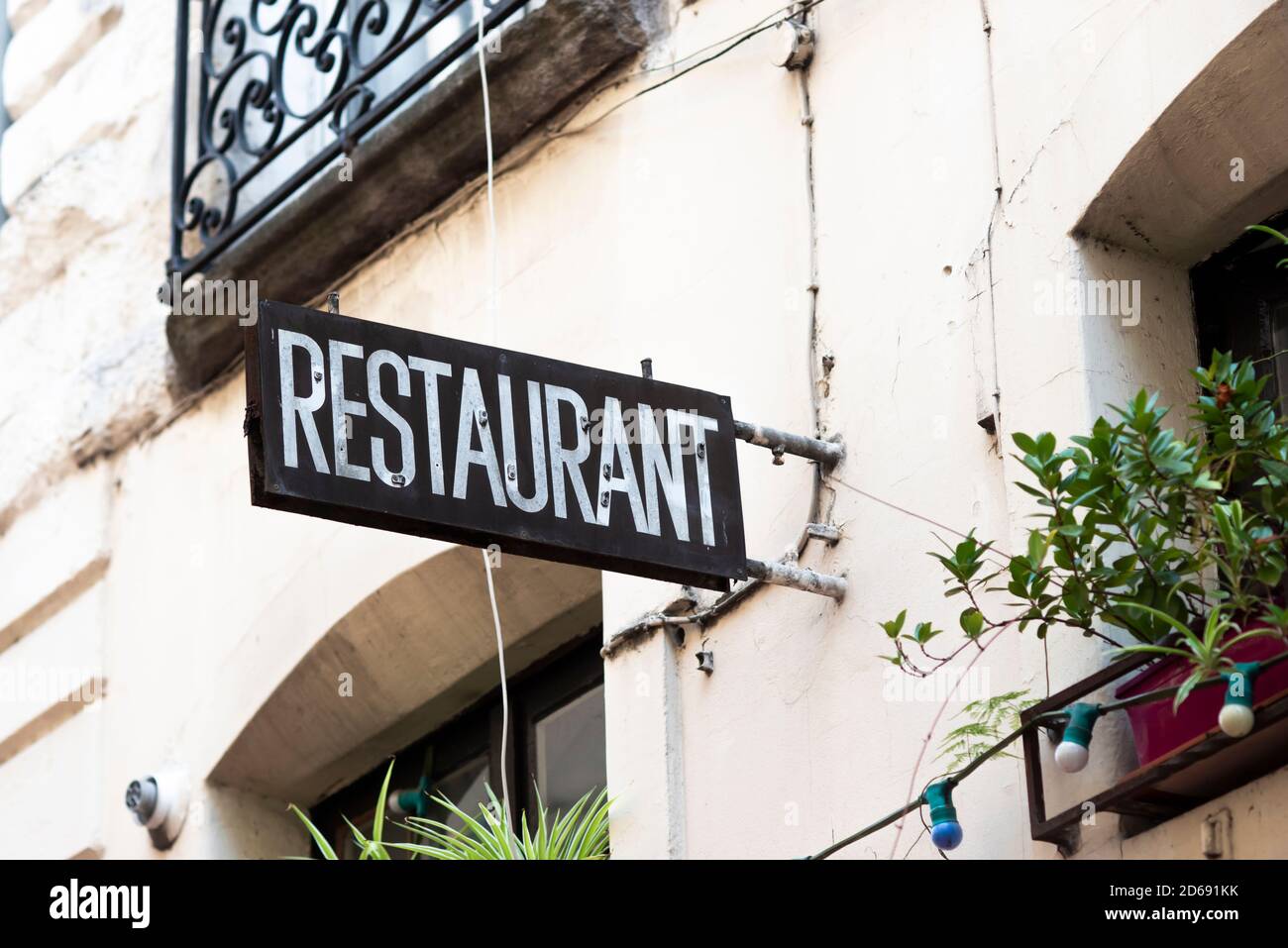 Vintage restaurant signboard on a tenement house Stock Photo - Alamy