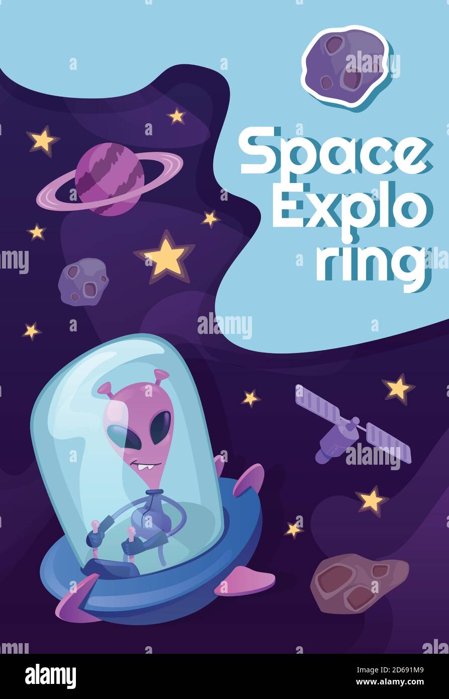 Space exploring poster flat vector template Stock Vector Image & Art ...