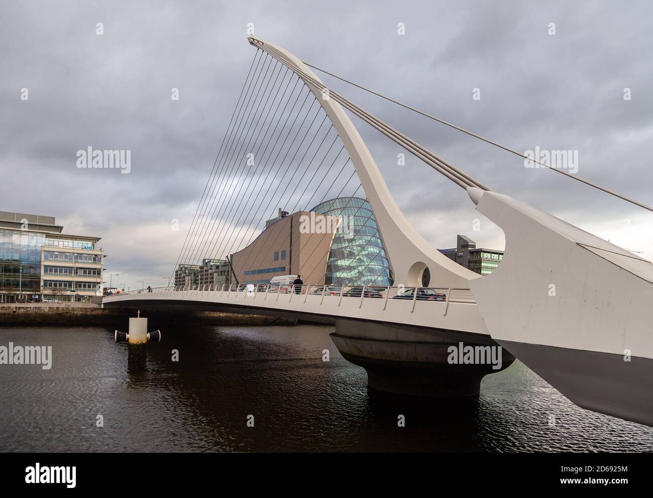 Dublin, Ireland - 09 November 2015: Samuel Beckett Bridge, harp-shaped ...