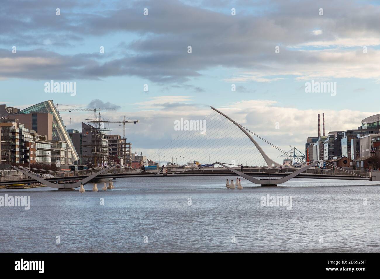 Dublin, Ireland - 09 November 2015: Samuel Beckett Bridge, harp-shaped ...