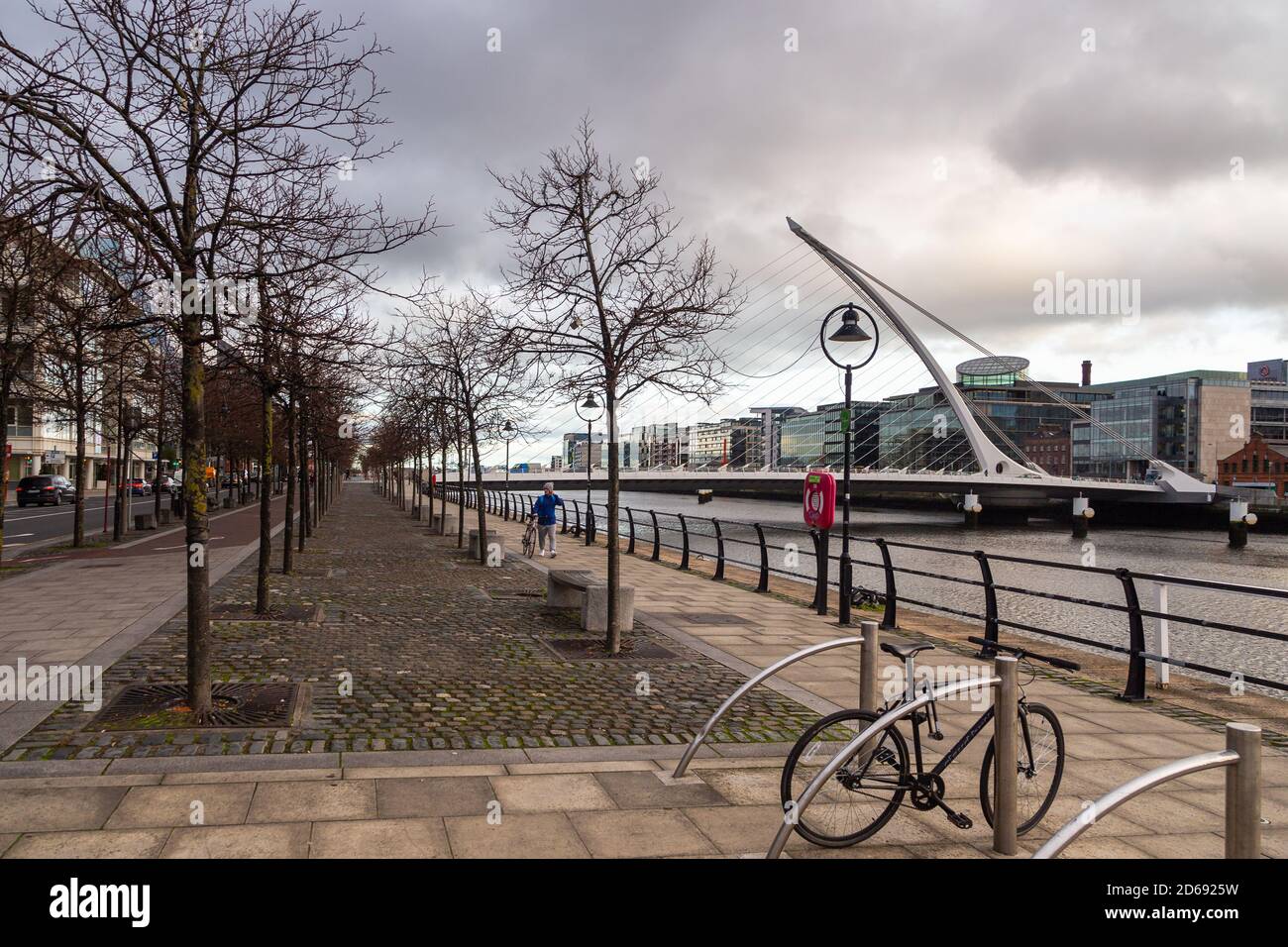 Dublin, Ireland - 09 November 2015: Samuel Beckett Bridge, harp-shaped ...