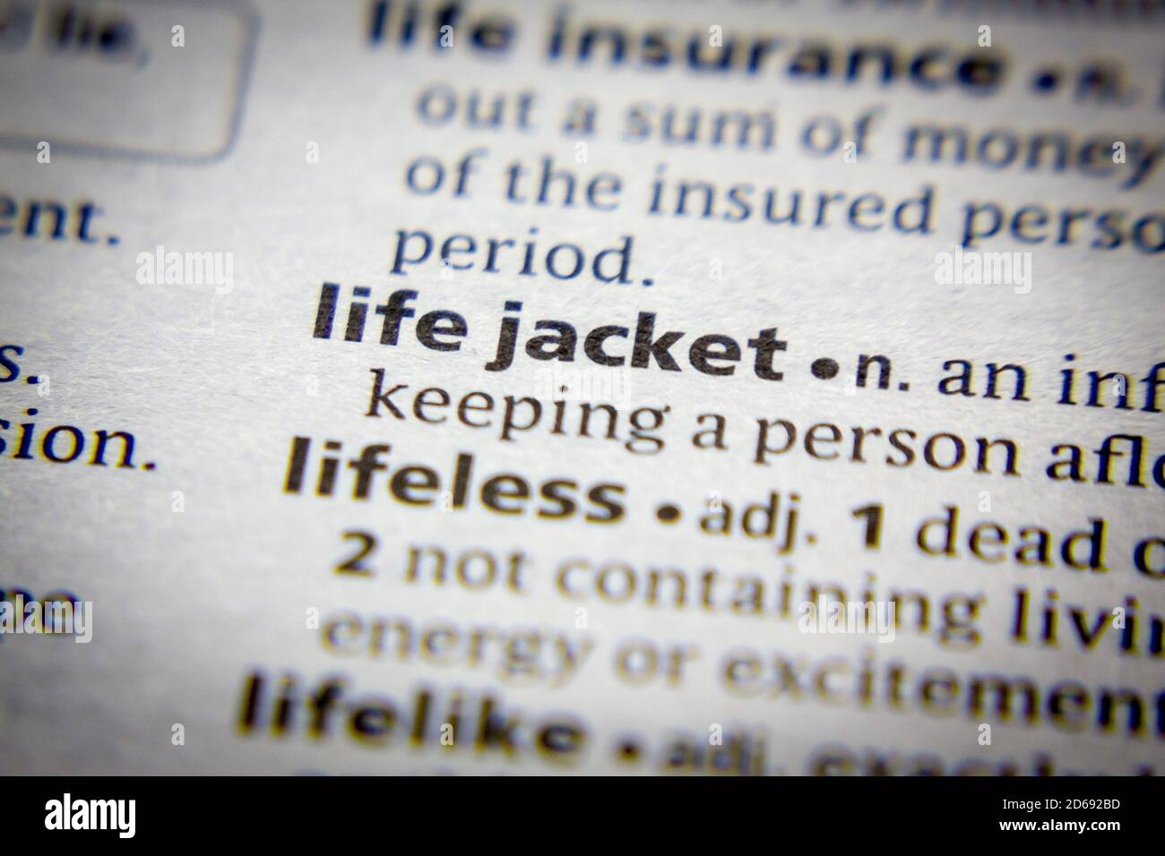 Word or phrase Life jacket in a dictionary Stock Photo - Alamy