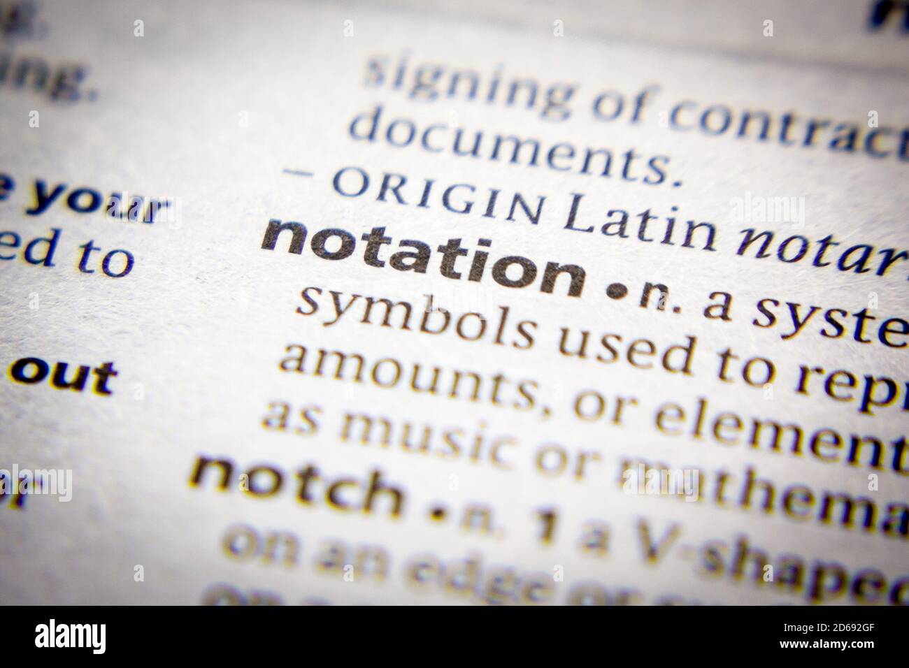 Word or phrase Notation in a dictionary Stock Photo - Alamy