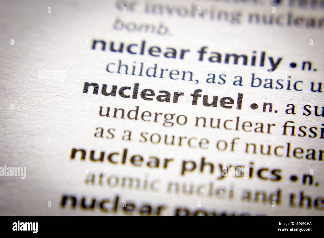 Word or phrase Nuclear fuel in a dictionary Stock Photo - Alamy