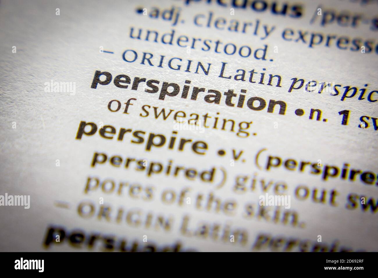 Word or phrase Perspiration in a dictionary Stock Photo - Alamy