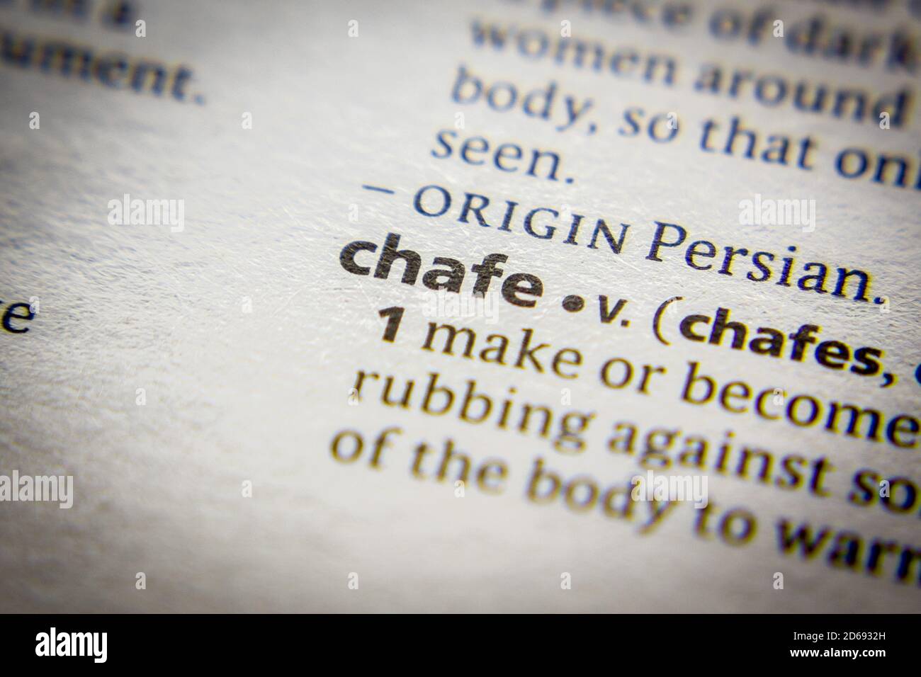 Word or phrase Chafe in a dictionary Stock Photo - Alamy