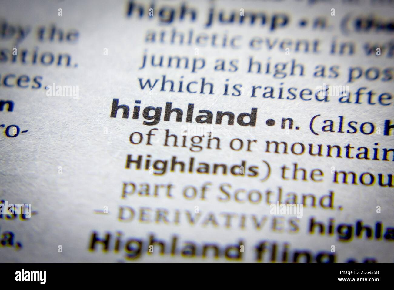 Word or phrase Highland in a dictionary Stock Photo - Alamy