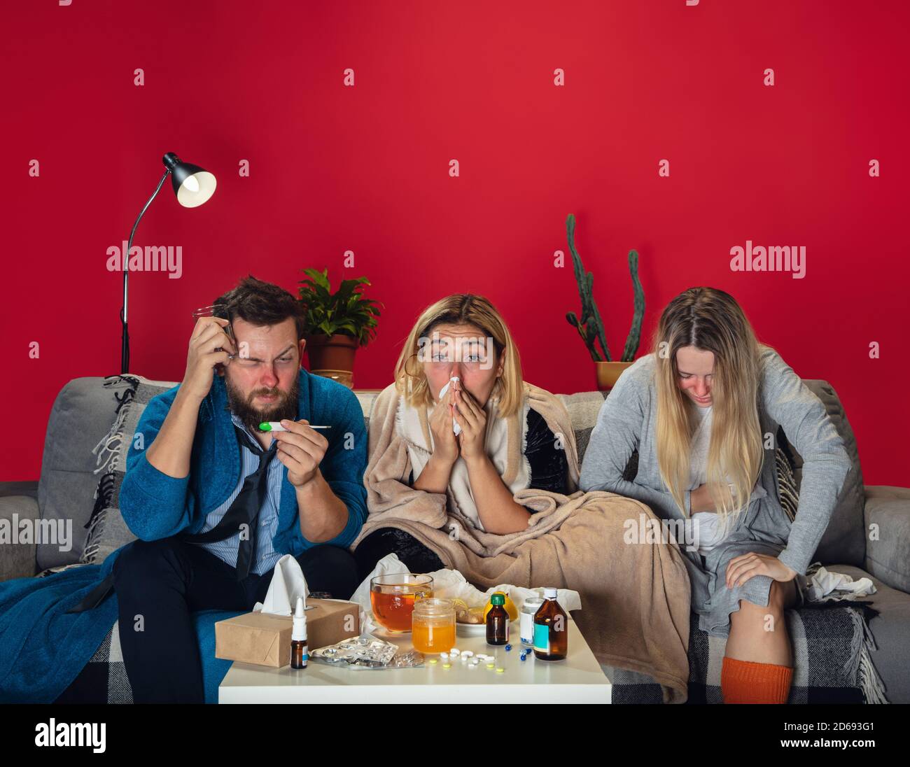 Man female fever temperature hi-res stock photography and images - Alamy