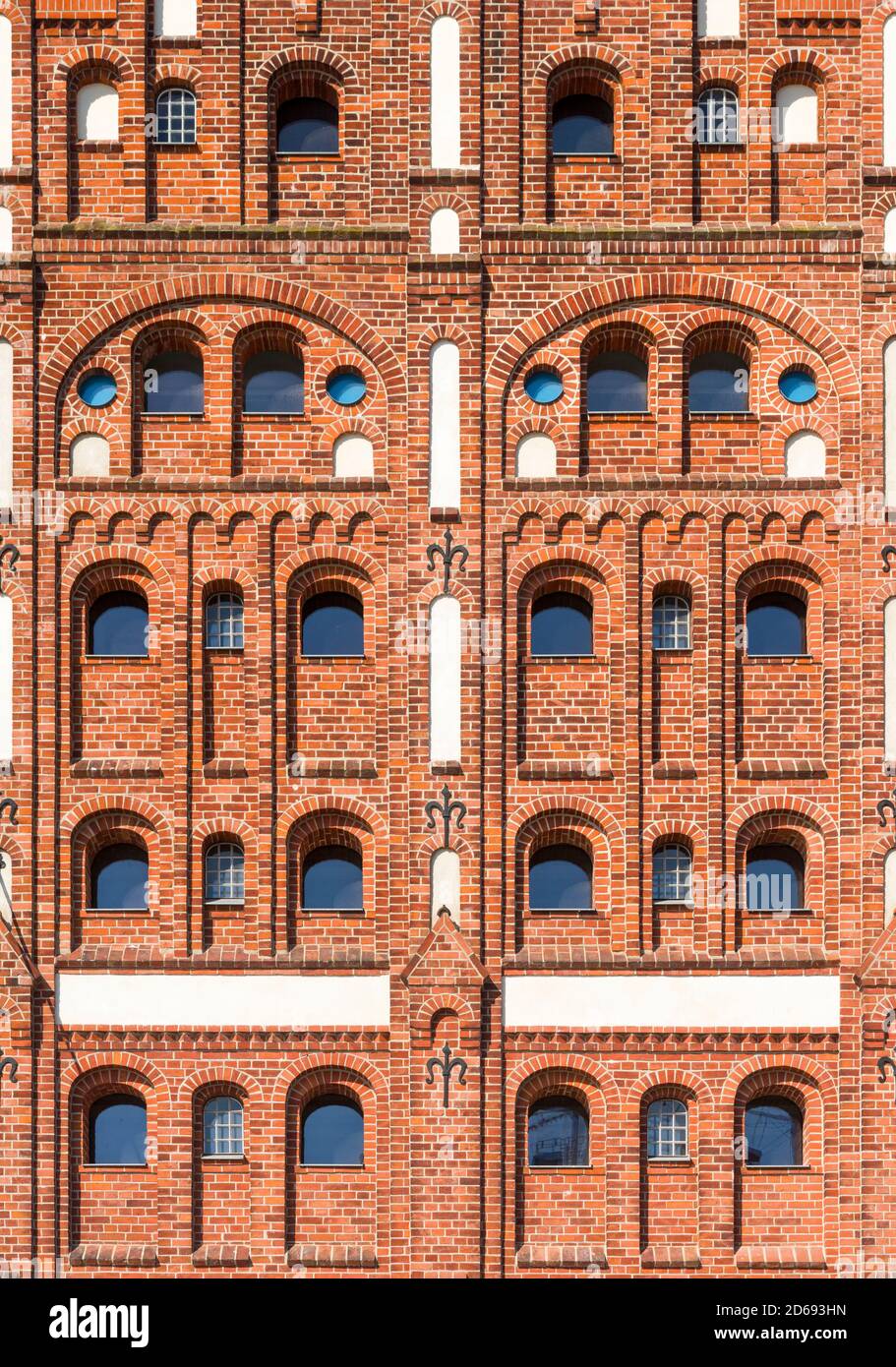 Old warehouses in traditional brick stone architecture in the harbour ...