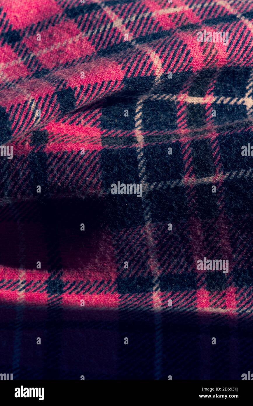 Fabric with a colorful checked pattern. Pink check fabric Stock Photo ...