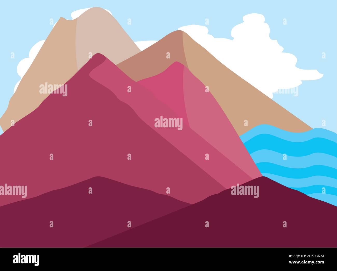 landscape rocks on seashore waves background vector illustration Stock ...