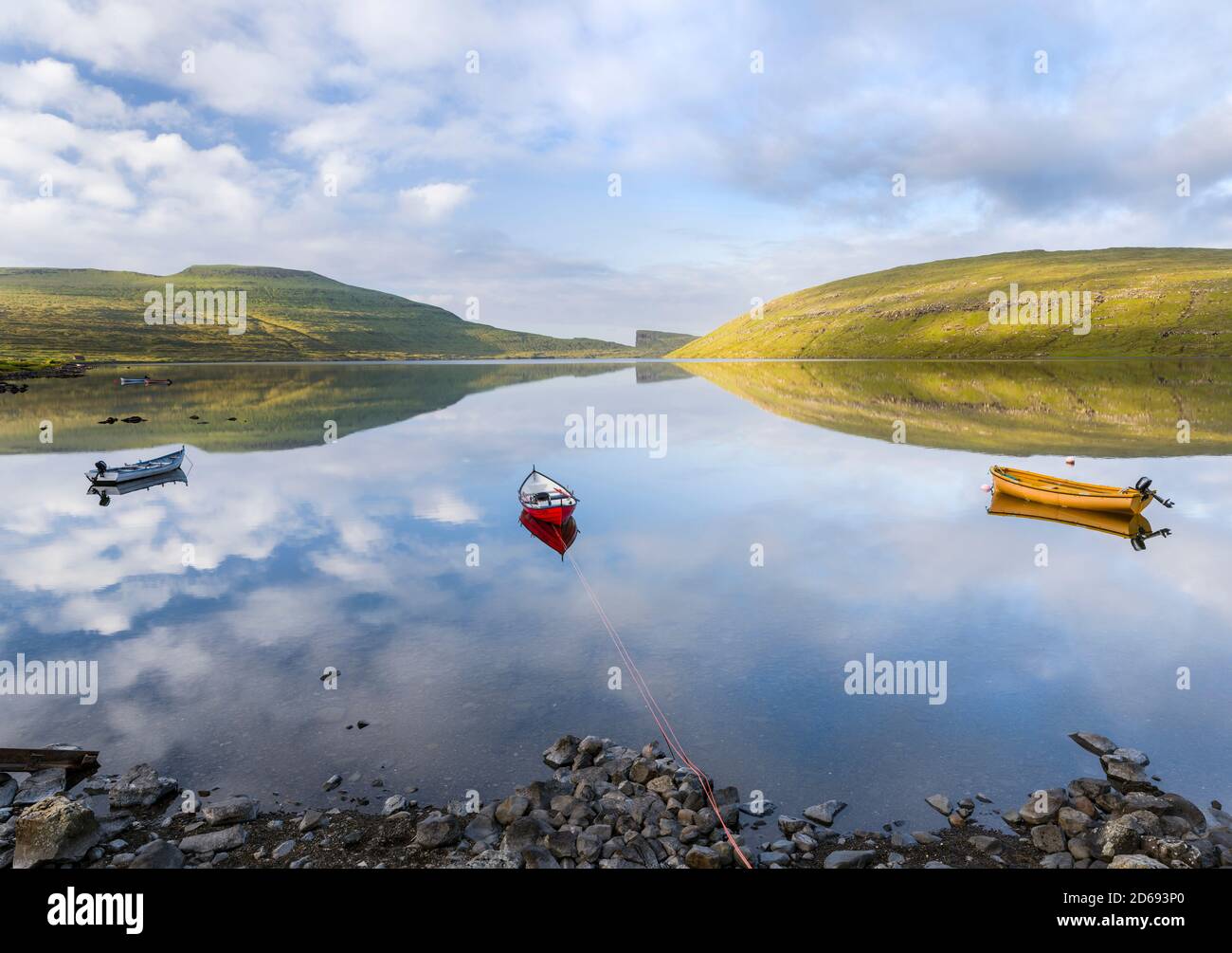Lake Sorvagsvatn (Leitisvatn), the largest lake of Faroe. The island ...