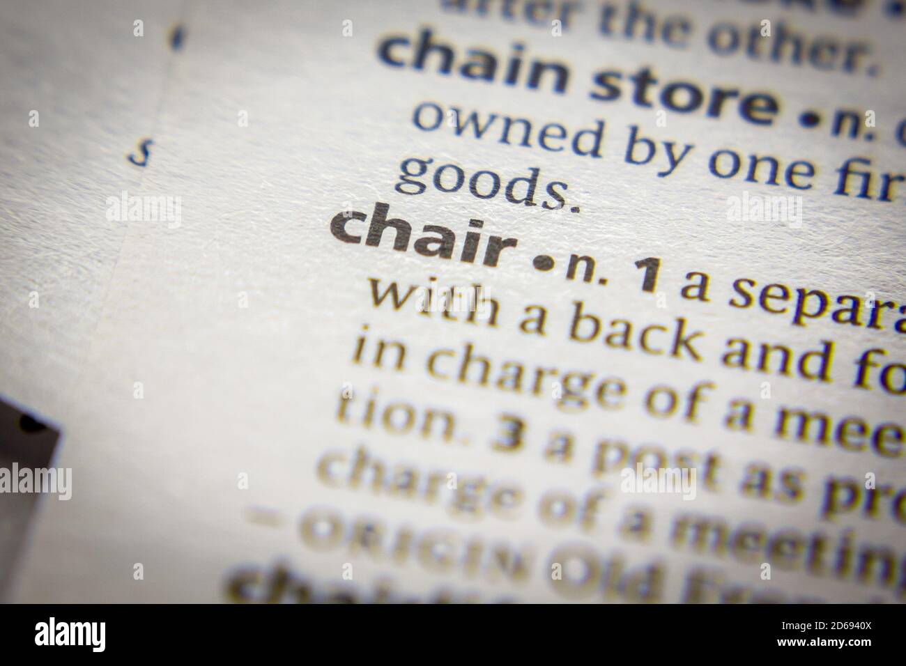 Word or phrase Chair in a dictionary Stock Photo - Alamy