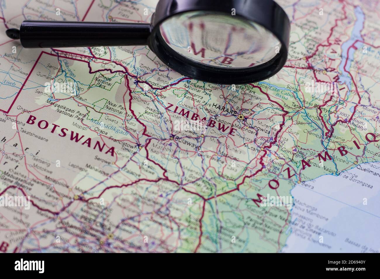 Zimbabwe on the map of the world or atlas Stock Photo - Alamy