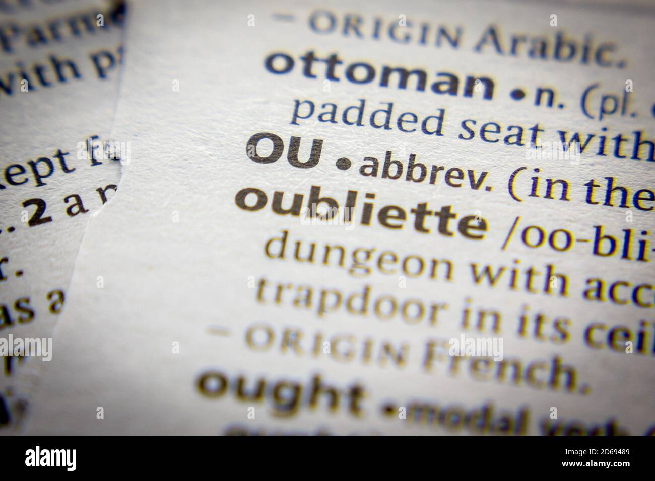 Word or phrase OU in a dictionary Stock Photo - Alamy