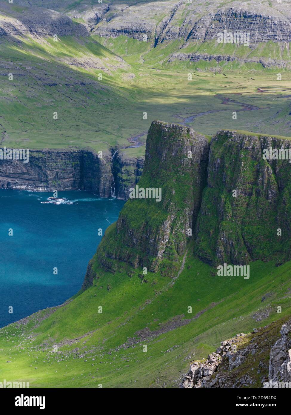 The mountains of Vagar, part of the Faroe Islands. Europe, Northern ...