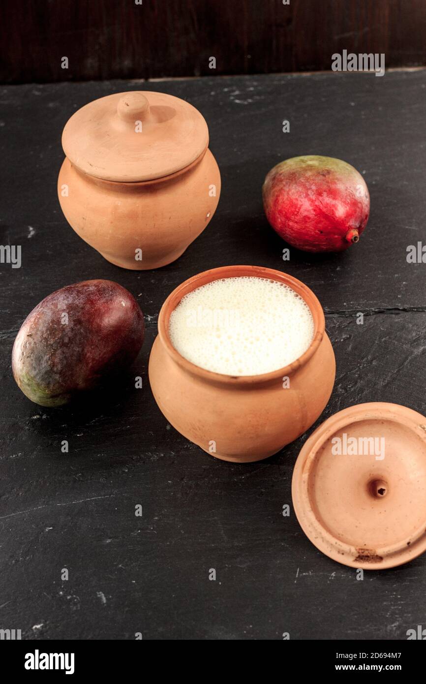 Fresh lassi in traditional indian clay pot Stock Photo - Alamy