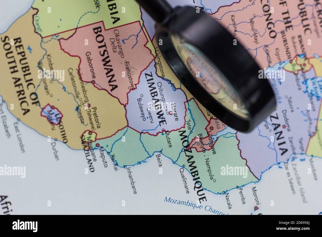 Zimbabwe on the map of the world or atlas Stock Photo - Alamy