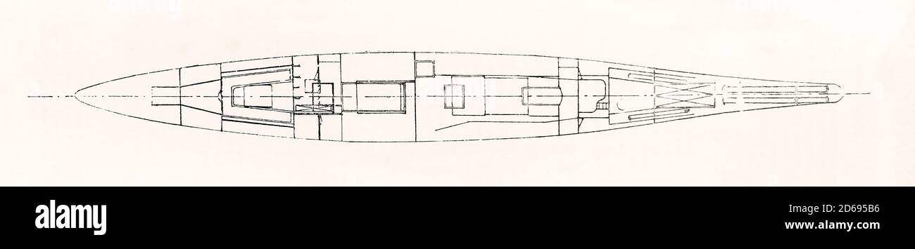 Schichau-class torpedo boat. Plan from above Stock Photo - Alamy