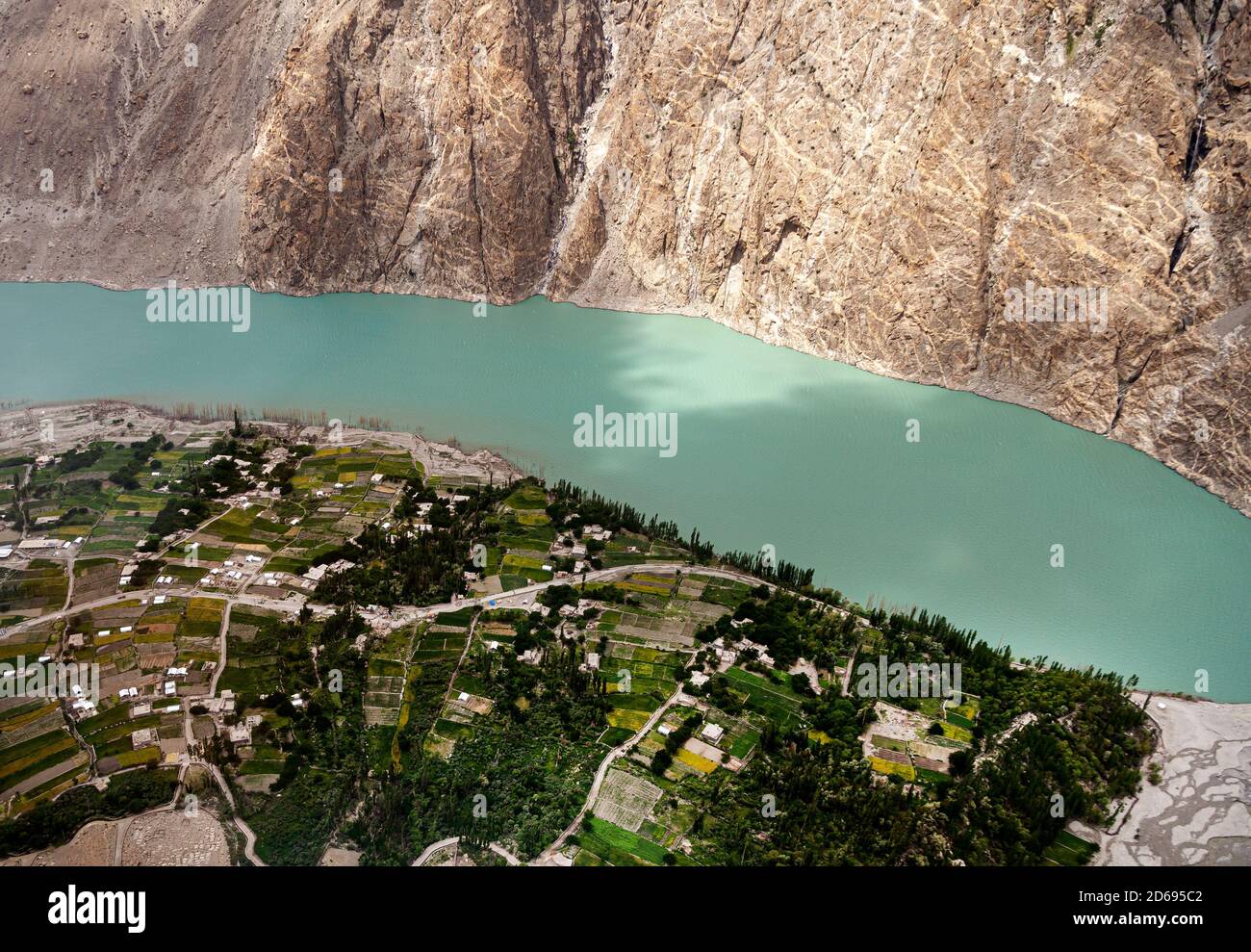 aerial view of atabad lake , hunza , gilgit Baltistan , northern areas ...