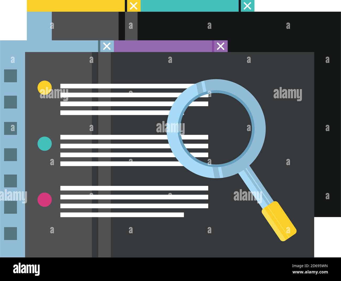 data analysis document financial report with magnifying glass detailed ...