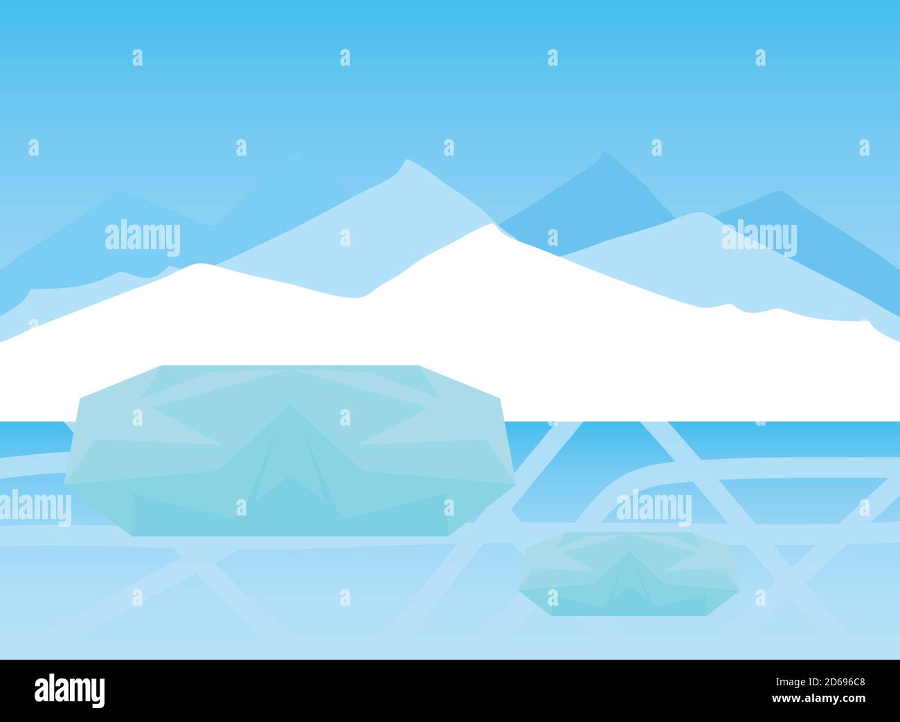 landscape winter ice cover mountains cold vector illustration Stock ...