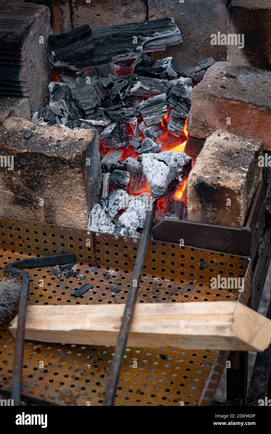 Burning coals flames in forge hi-res stock photography and images - Alamy