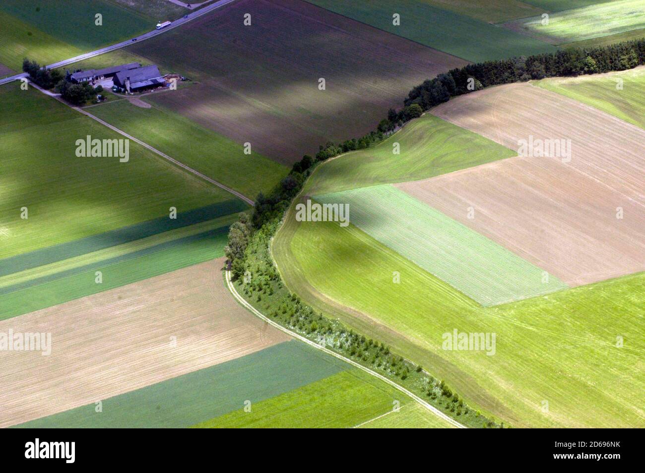 farmland in spring and farm house with view from above Stock Photo - Alamy