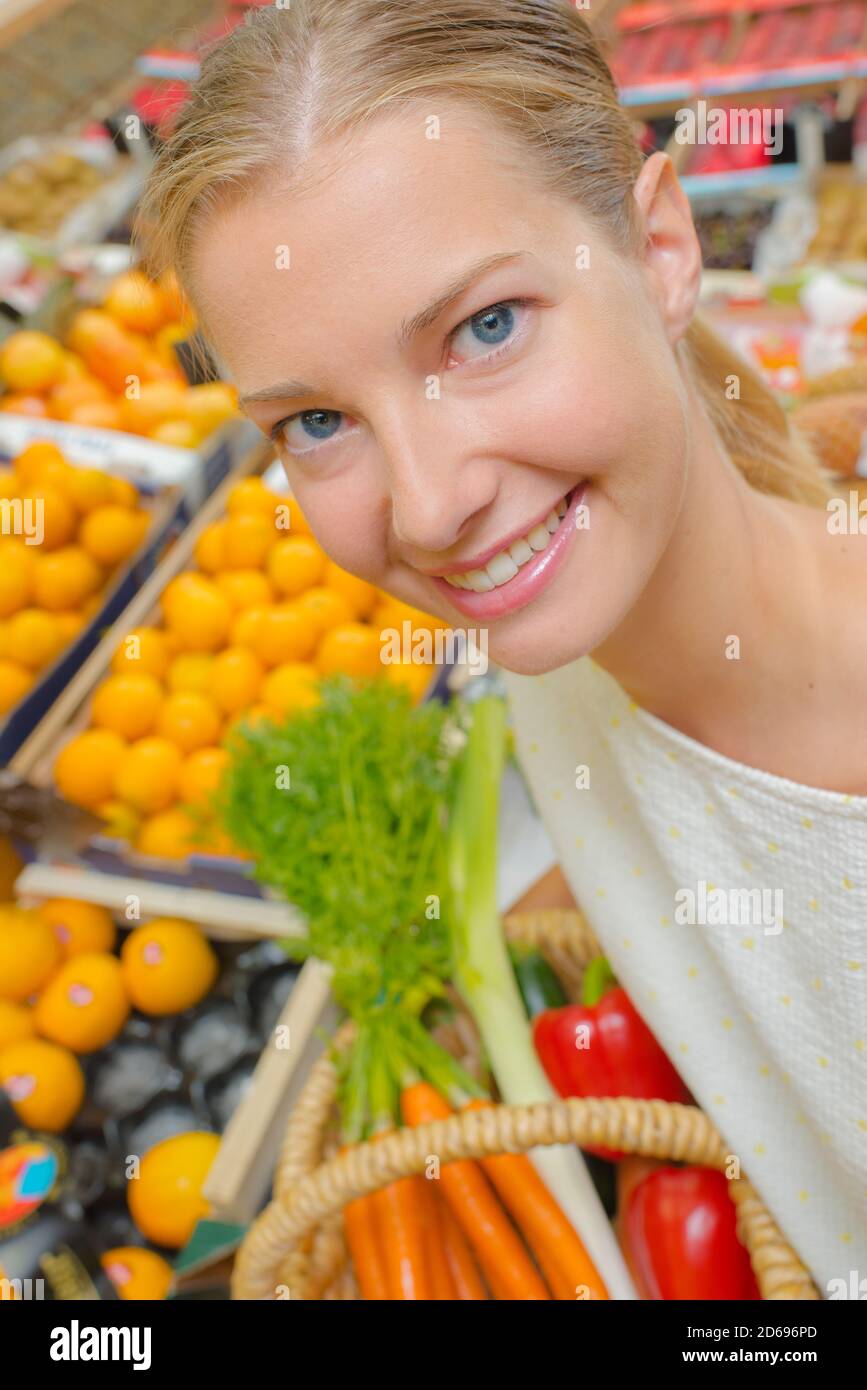 woman posing with a vegetable basket Stock Photo - Alamy
