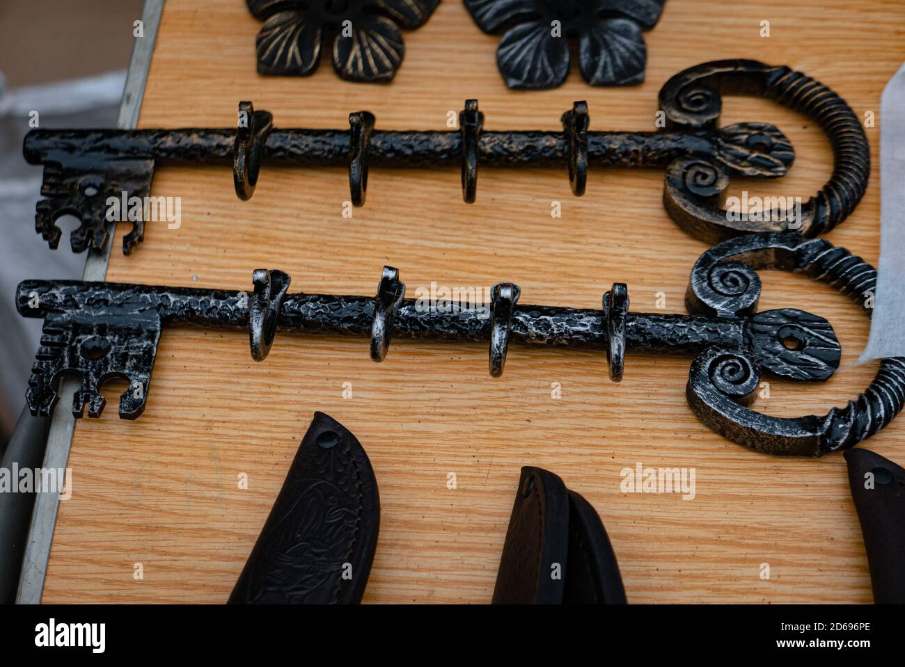 Big old keys on a blacksmith festival Stock Photo - Alamy