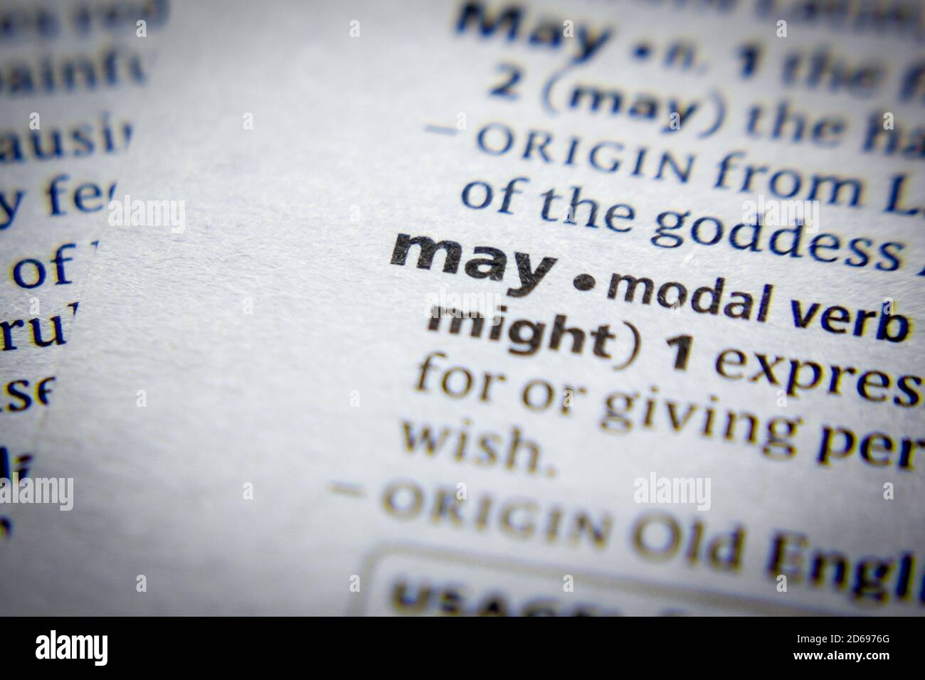 Word or phrase May in a dictionary Stock Photo - Alamy