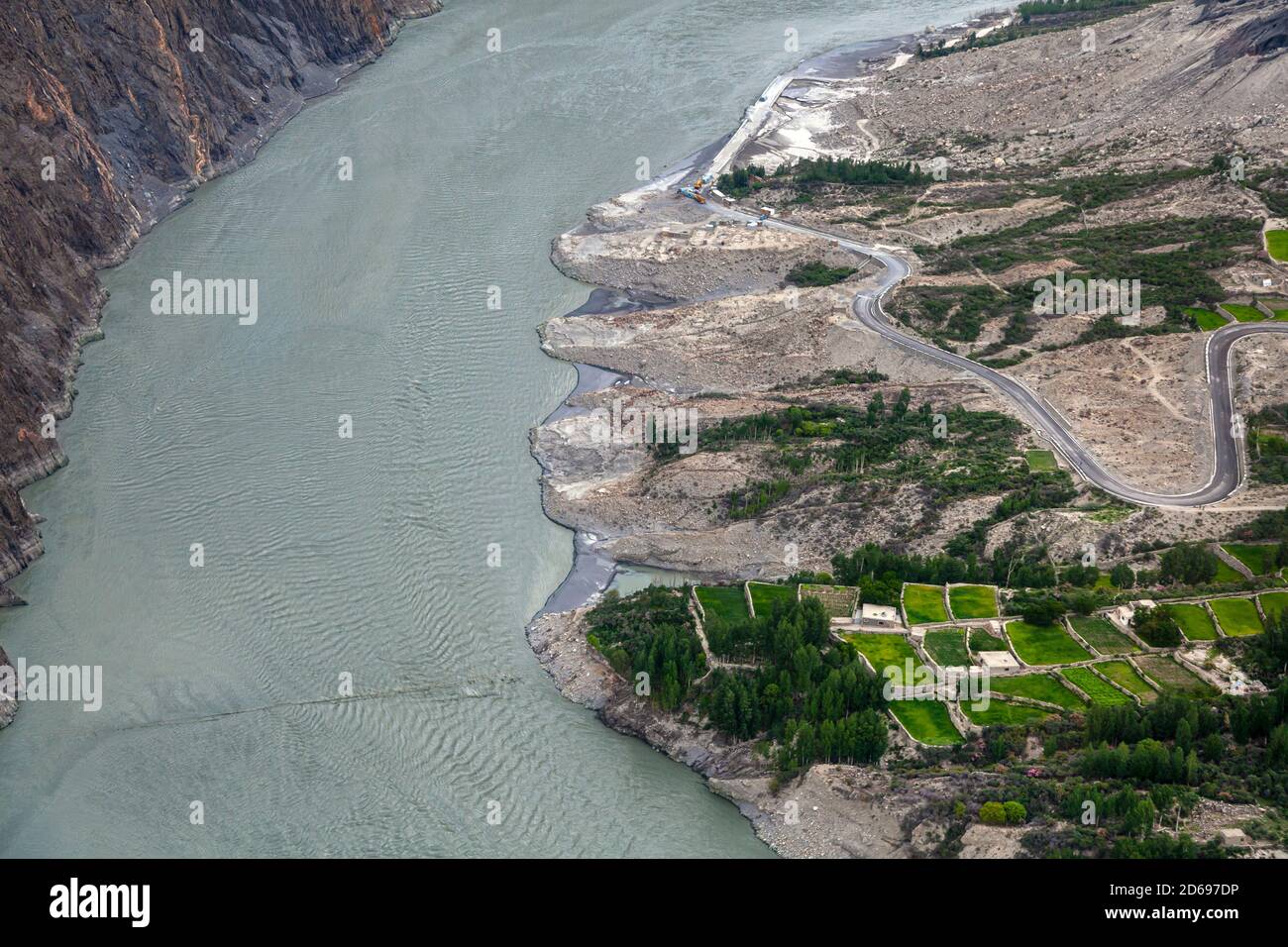 aerial view of atabad lake , hunza , gilgit Baltistan , northern areas ...
