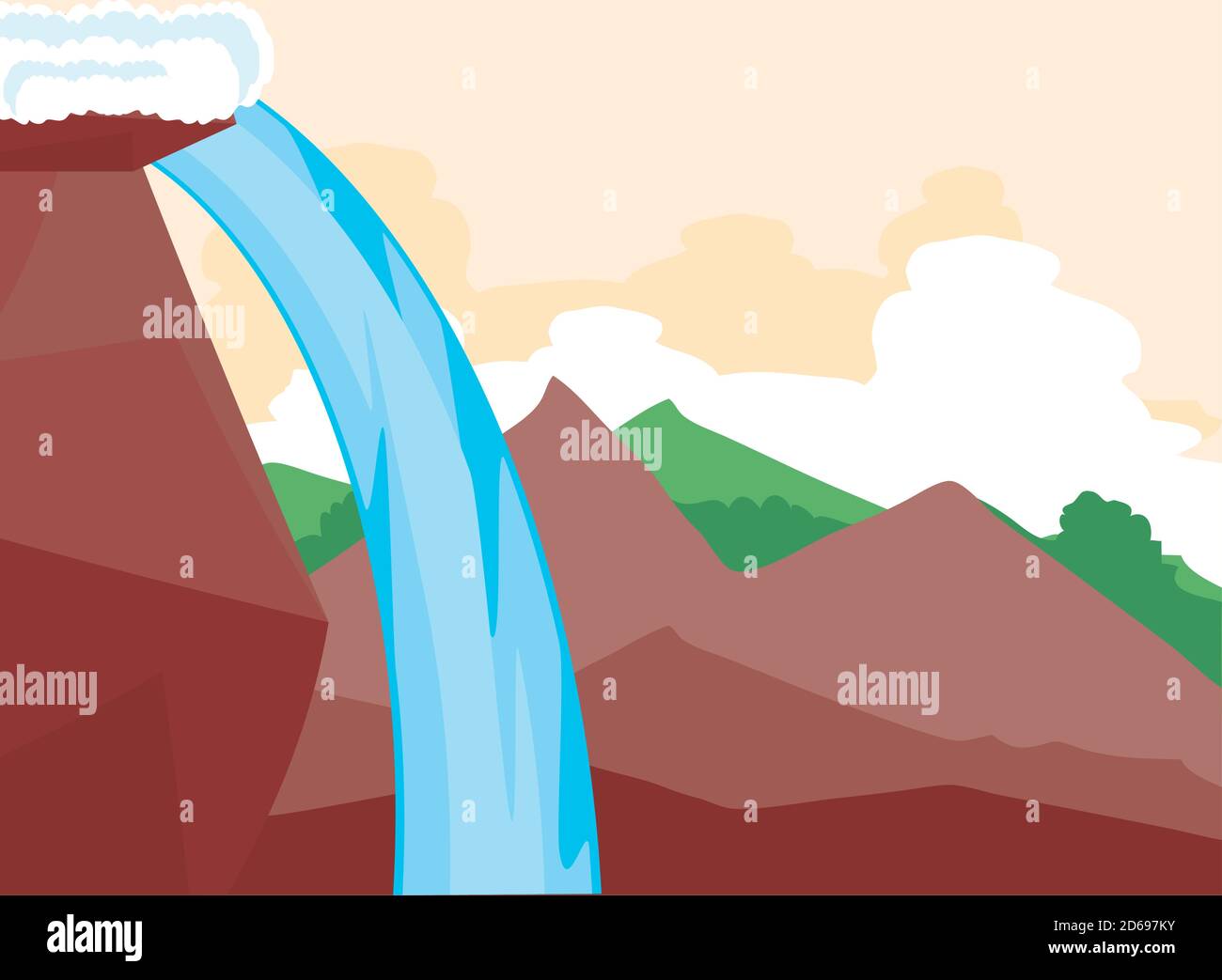 Side view of waterfall Stock Vector Images - Alamy