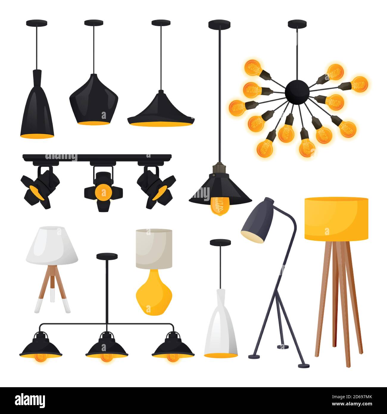 Modern electric lamps set, isolated on white background. Light bulbs ...