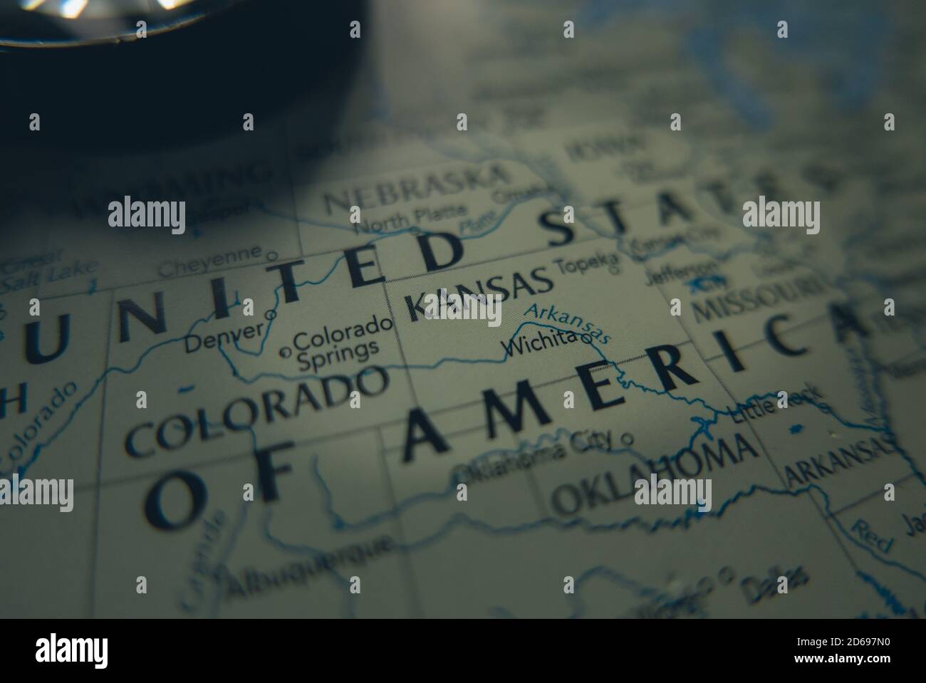 American State Kansas on the map of the world Stock Photo - Alamy